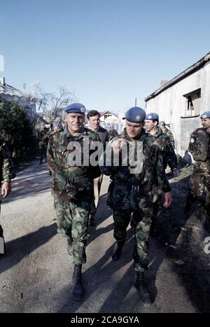 29th March 1994 During the war in Bosnia: a United Nations checkpoint ...