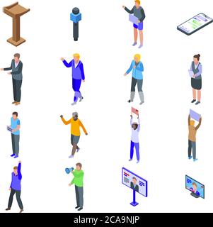 Agitation icons set. Isometric set of agitation vector icons for web ...