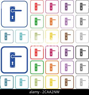 Right handed door handle with screws flat white icons on round color ...