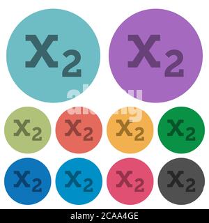 Subscript flat color vector icons with shadows in round outlines on ...