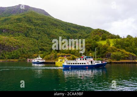 Views of Flåm-a village in southwestern Norway, in an area known for ...