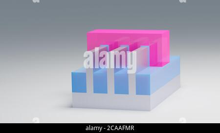FINFET Trigate (Multigate) transistor 3D render model. It is used for ...