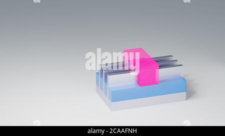 FINFET Trigate (Multigate) transistor 3D render model. Fin FET Tri gate ...