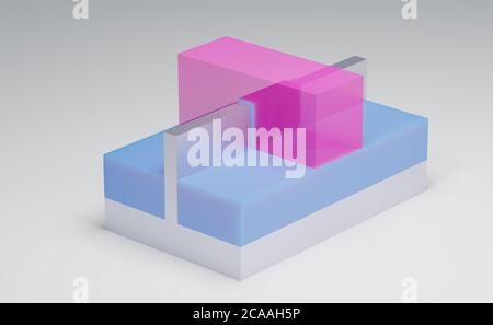 FINFET transistor 3D render. Fin FET transistor used for building ...