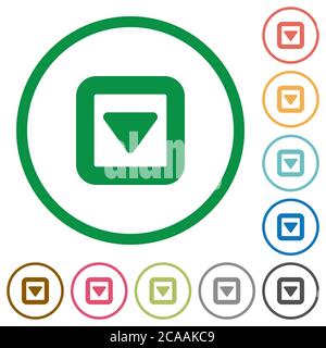 Toggle down flat white icons on round color backgrounds Stock Vector ...