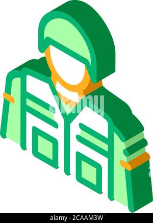 Soldier icon isometric vector. Man soldier on background of world map ...