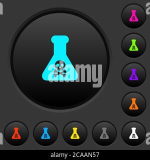 Dangerous chemical experiment dark push buttons with vivid color icons ...