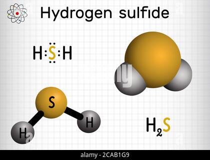 Hydrogen sulfide (H2S) molecule. Toxic gas with characteristic odor of ...
