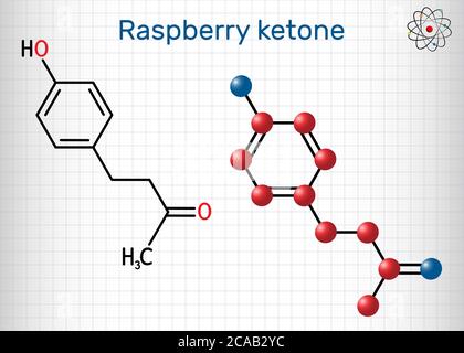 Raspberry ketone, frambinone, rheosmin , C10H12O2 molecule. It is ...