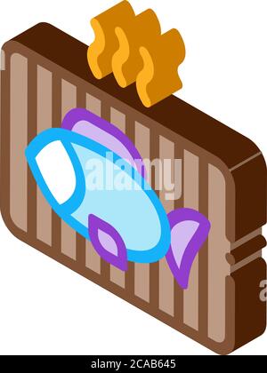Fried fish icon isometric vector. Japan menu. Top restaurant Stock ...