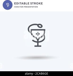 Bowl of Hygeia icon. Pharmacy. Flat design, linear and color styles ...