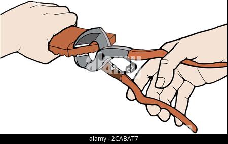 Illustration sketch of a male fixing or repairing something in the ...