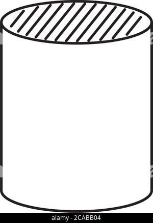 cylinder geometric shape icon over white background, line style, vector ...