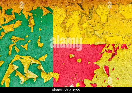 Benin flag on fabric surface. Benin golan national flag on textured ...