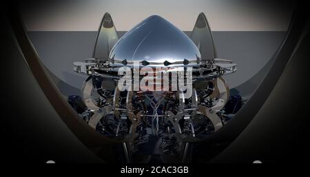 3d render of a modernly designed silver dome on a shiny surface Stock ...
