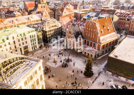 Aerial shot of beautiful Riga city in winter Stock Photo - Alamy