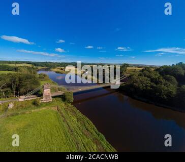 Union chain bridge linking England and Scotland Stock Photo - Alamy