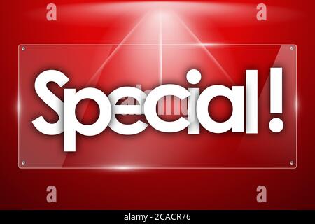 Special Offer word in transparent glass shapes Stock Photo - Alamy