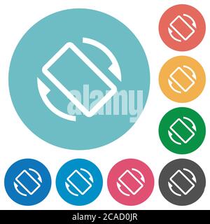 Mobile screen automatic rotation simple icons in color rounded square ...