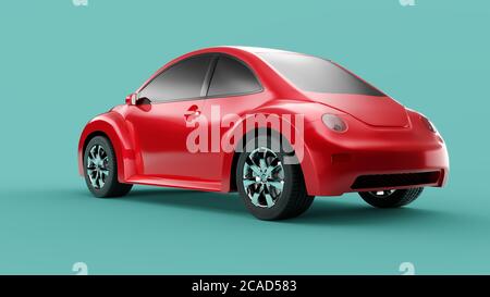 Back view of eco red concept car on green background Stock Photo - Alamy