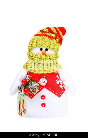 Fluffy snowman and Merry Christmas greeting card in the festive ...