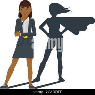 Business Woman Super Hero Shadow Cartoon Mascot Stock Vector Image ...