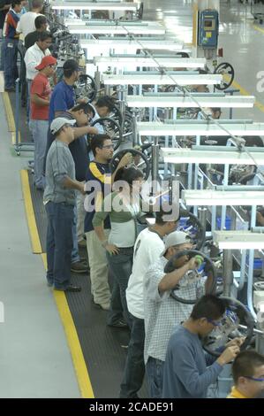 Matamoros, Mexico April, 2006: Steering wheel manufacturing at Delphi ...