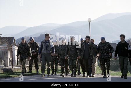 29th March 1994 During the war in Bosnia: a United Nations checkpoint ...