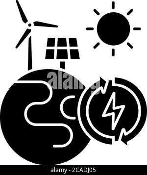 Alternative power sources black glyph icons set on white space Stock ...