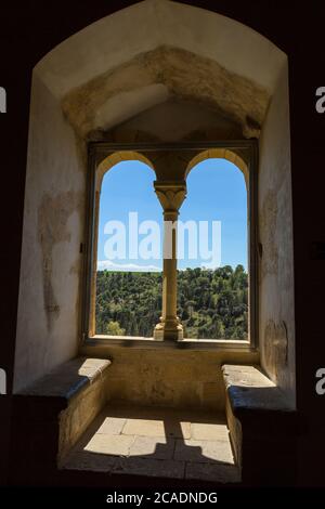 Interior view of the historical Alcazar of Segovia, a medieval fortress ...