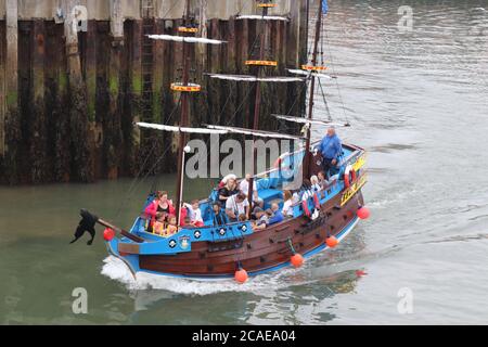 the pirate ship Hispaniola, Scarborough, North Yorkshire, England, UK ...