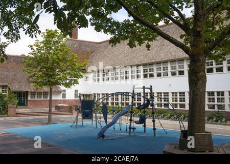 Fabritius school with straw roofing built in 1925 by architect Dudok ...