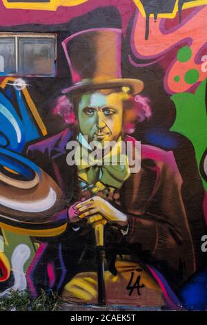 street art depicting Gene Wilder as "Willy Wonka Stock Photo - Alamy