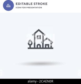 Village icon vector, filled flat sign, solid pictogram isolated on ...