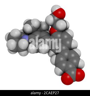 Trifarotene acne drug molecule. 3D rendering. Atoms are represented as ...