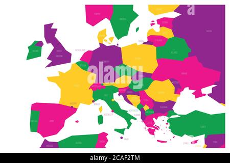Political map of Central and Southern Europe. Simlified schematic ...
