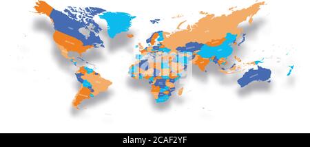 Modern political map of World. Distorted design with bent corners and ...