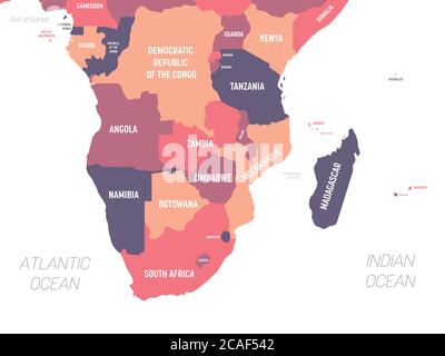 Southern Africa map. High detailed political map of southern african ...