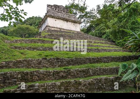 Temple of the Sun Mayan stepped Pyramid Palenque Chiapas Mexico Stock ...