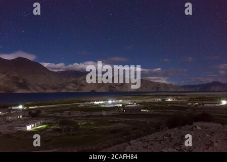 Ladakh, India - Pangong Lake night view from Merak Village in Ladakh ...