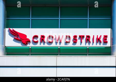 CrowdStrike sign and logo at headquarters in Silicon Valley ...