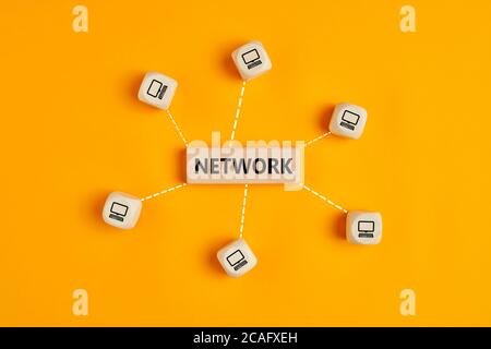 Concept of social network with connected icons Stock Photo - Alamy