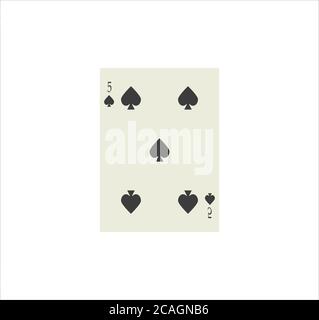 Illustration of a five of spades card isolated on a white background ...