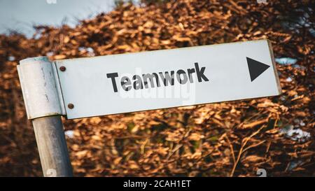 Street Sign the Direction Way to Teamwork Stock Photo - Alamy