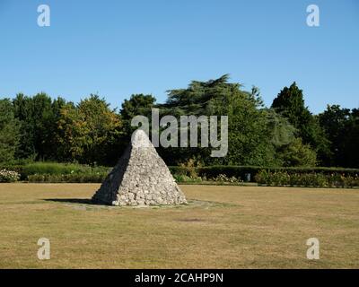 The stone pyramid in Reigate Castle Grounds and entrance to the ...