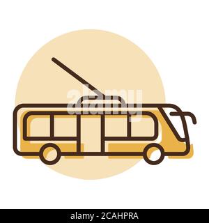 Trolley or trolleybus vector icon. Graph symbol for travel and tourism ...