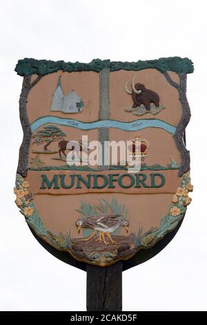 Mundford Norfolk village sign Stock Photo - Alamy