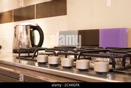 Modern kitchen gas appliance example Stock Photo - Alamy