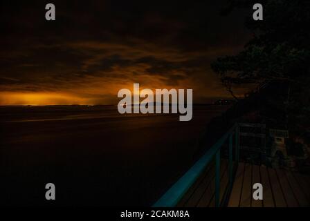 Nighttime view of Swanson Channel from Trincomali on North Pender ...