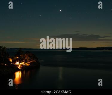 Nighttime view of Swanson Channel from Trincomali on North Pender ...